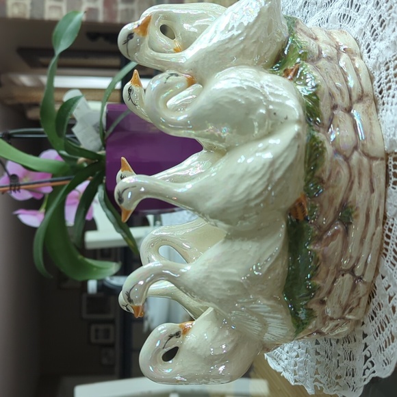 Accents | Vintage Goose Planter Vase Flower Pot Circle Of Geese Ceramic ...